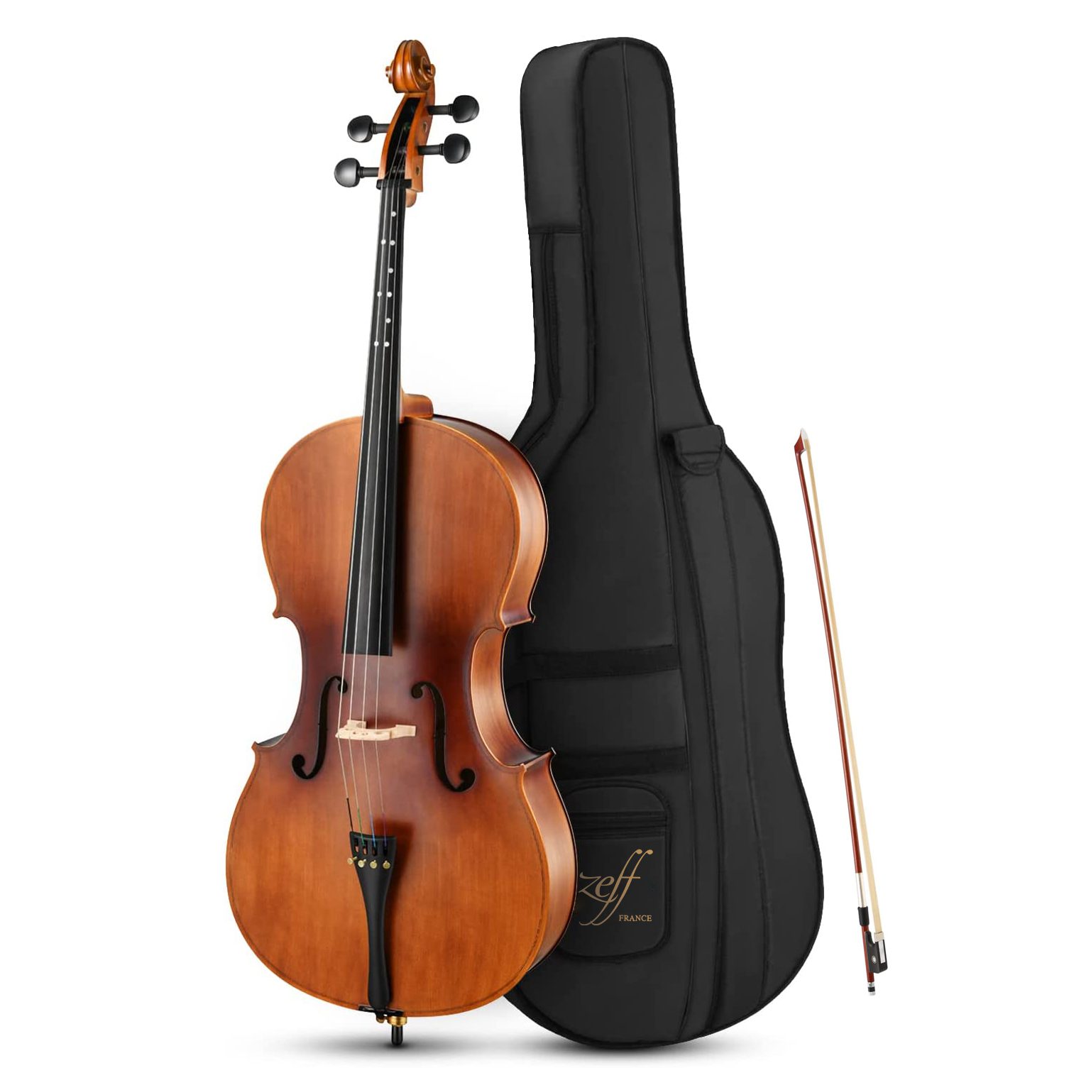 Zeff 4/4 Full Size Cello With Bow, End Pin, Rosin & Bag | SBR Pro Sound