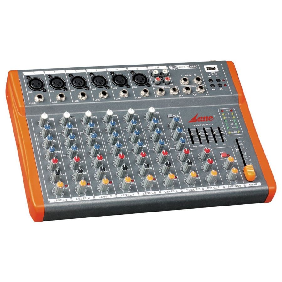 Lane LGX-8B 8-Channel Compact Desk Mixer | SBR Pro Sound