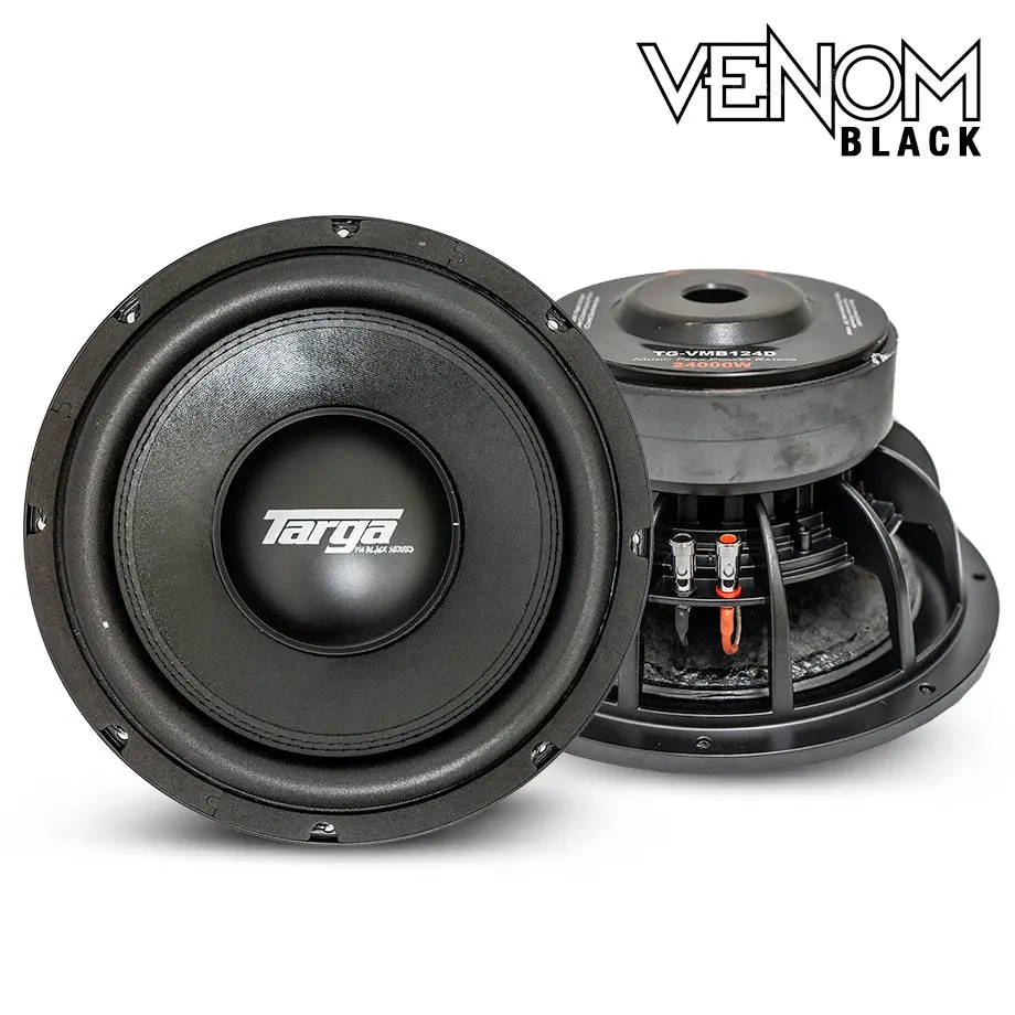 Targa Venom Black TG-VMB124B 12-inch 24000Watt 4-Ohm Sub| SBR Pro Sound