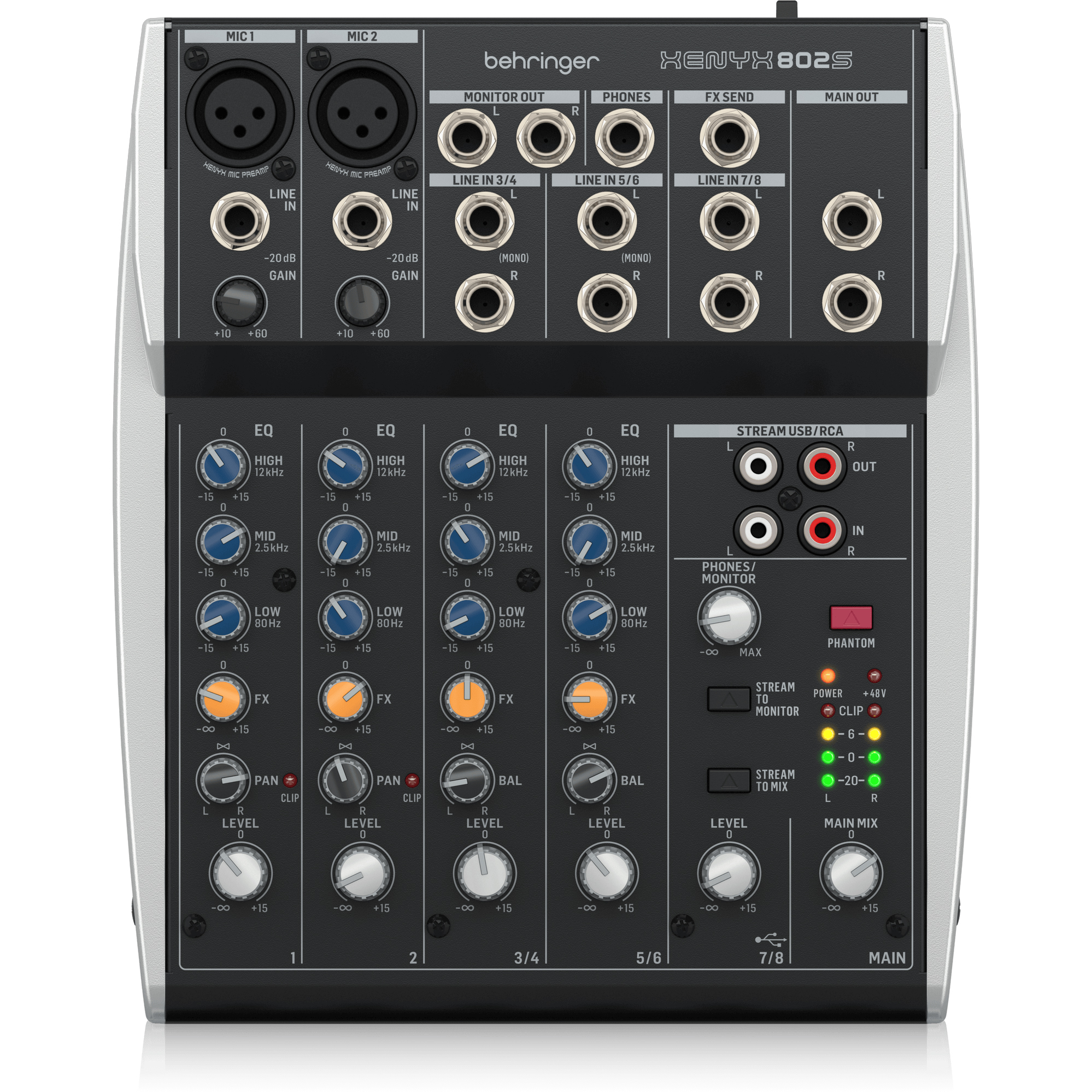 Behringer Xenyx 802S Analog 8-Channel Mixer W/USB Streaming| SBR Pro Sound