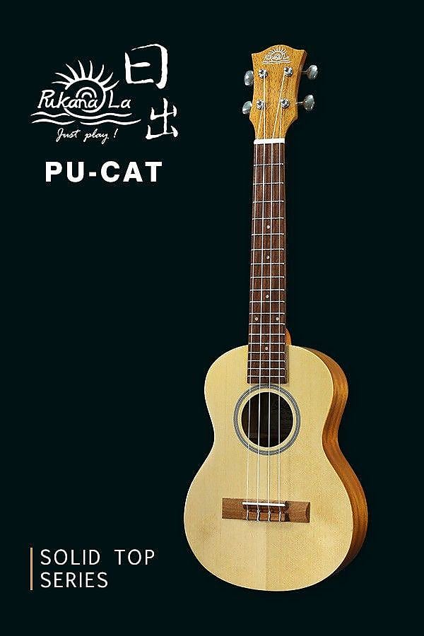 Pukanala PU-CAT Solid Spruce Top Series Tenor Size Ukulele | SBR Pro Sound