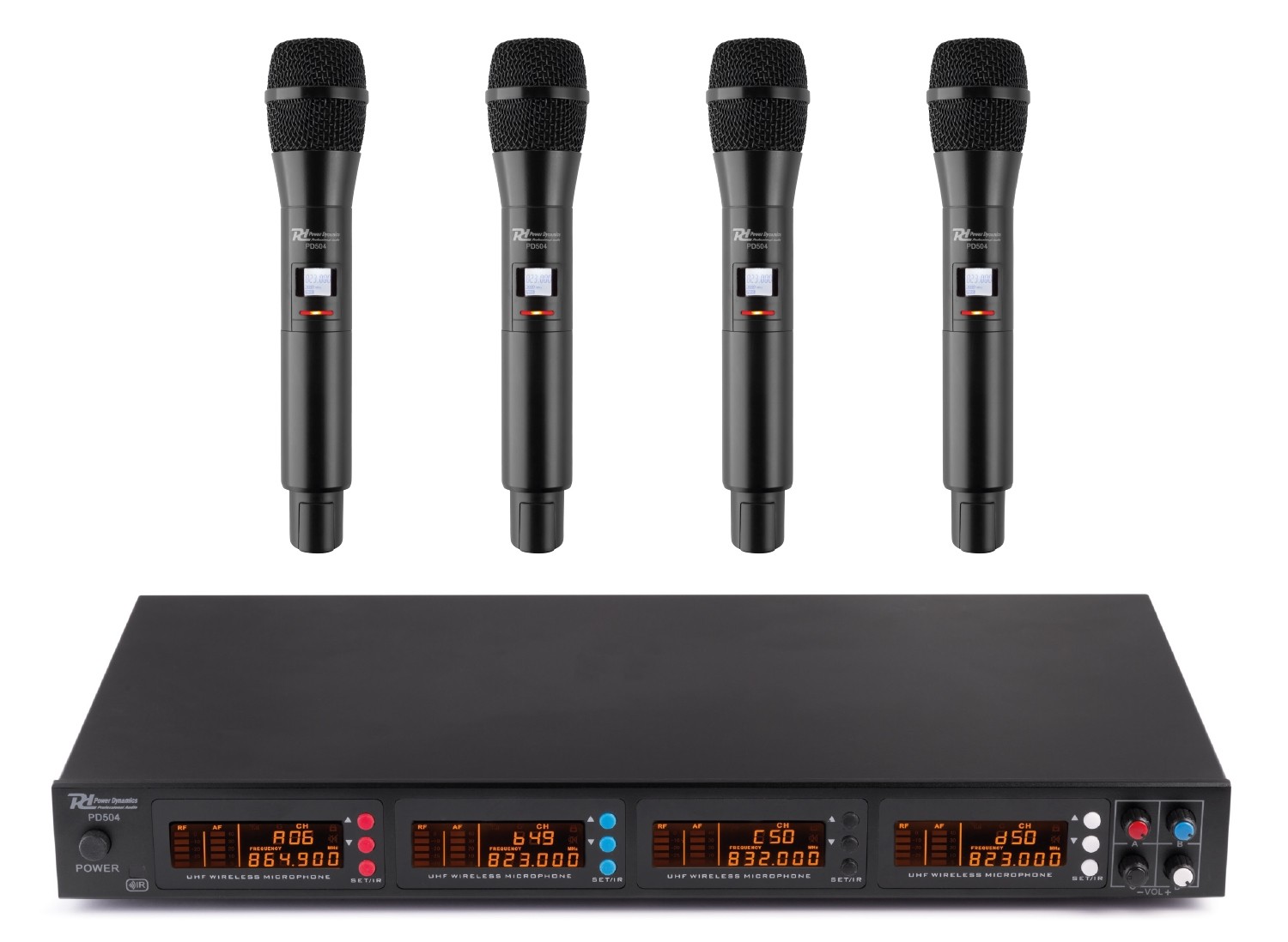 Power Dynamics PD504H 4-PC Wireless Handheld Mic System | SBR Pro Sound
