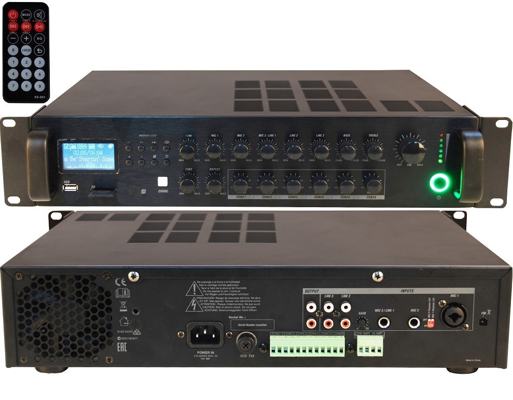 Lane Pro PA-6360MBT - 360Watt 6-Zone Line Voltage PA Amplifier| SBR Pro ...