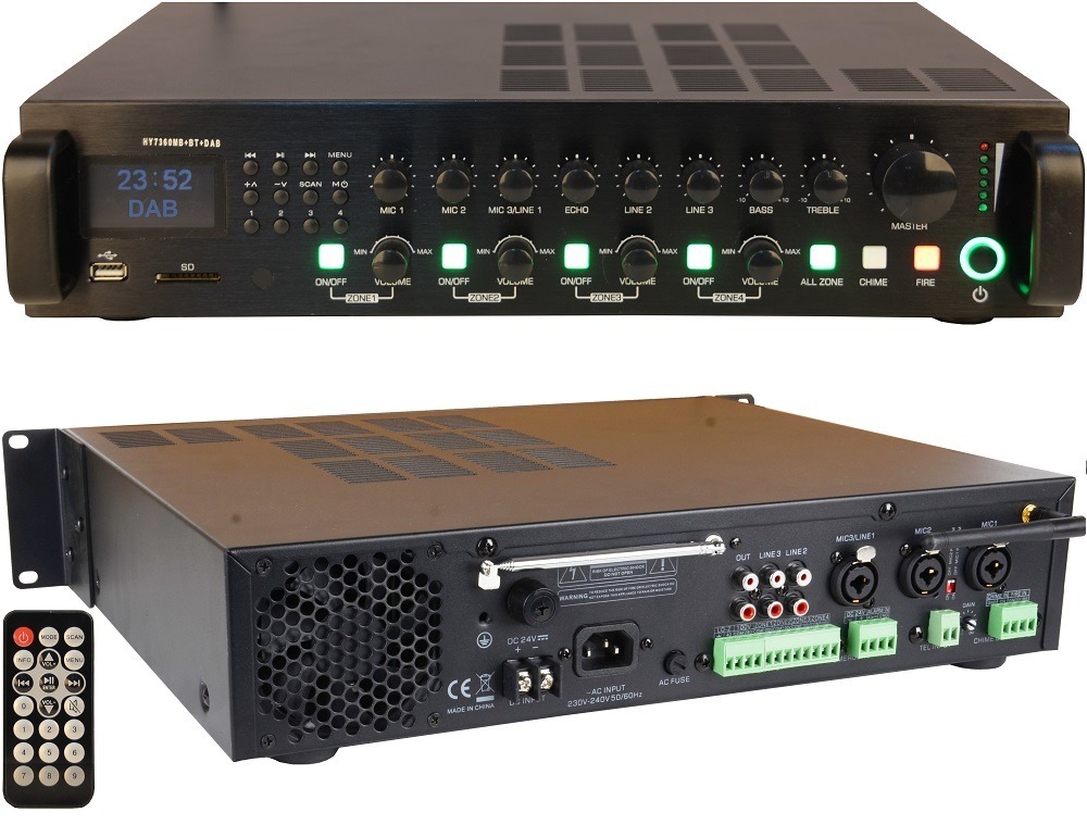 Lane Pro PA-7240MBT - 250Watt 4-Zone PA Amplifier| SBR Pro Sound