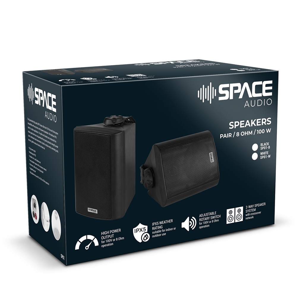 Space Audio SP01-W – 6.5" 40W RMS 100V / 8 Ohm Weatherproof Speakers ...